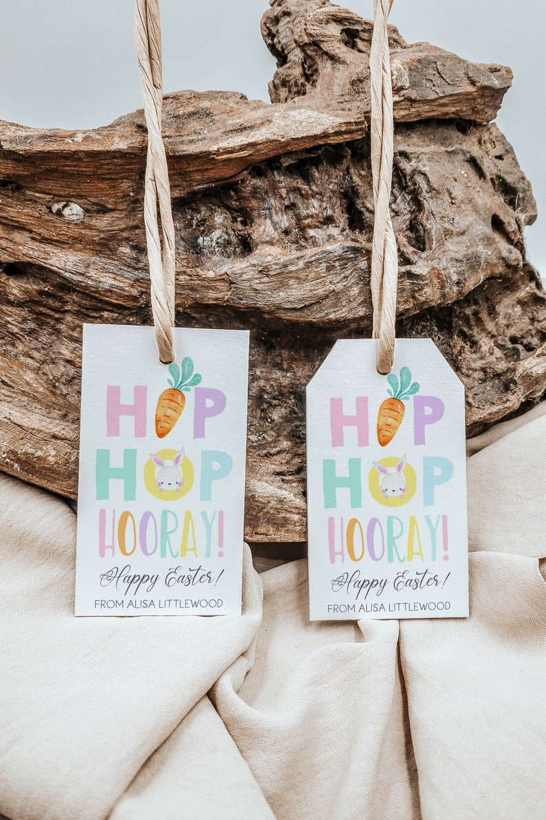 Hip Hop Hooray Easter Gift Tag Template, Printable Easter Basket Carrot ...