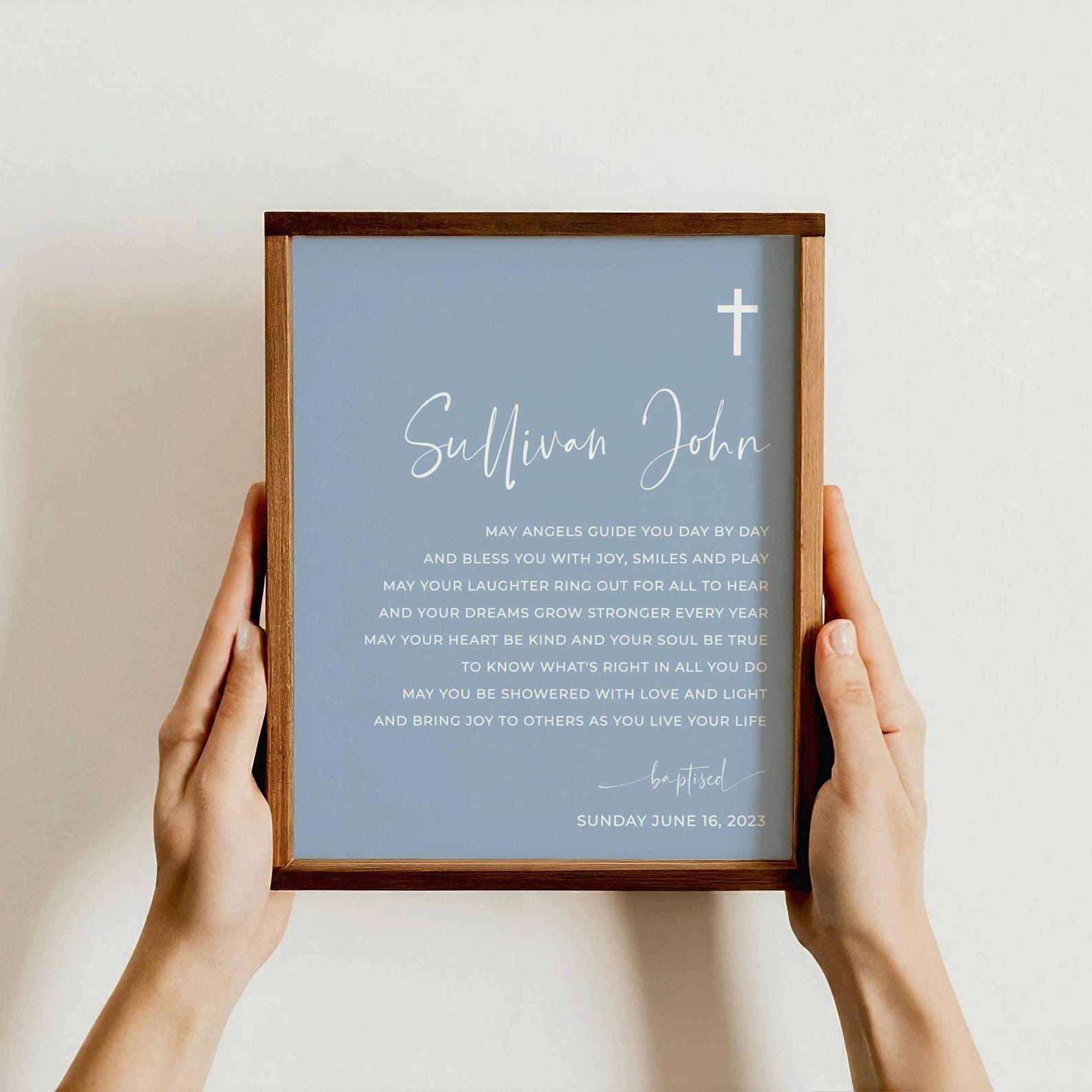 Dusty Blue Modern Baptism Prayer Sign Template, Printable Minimalist ...