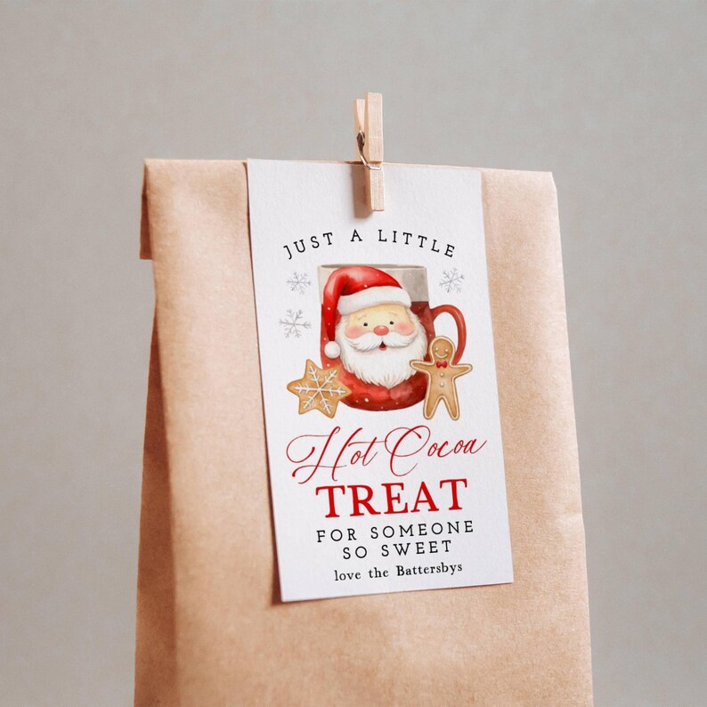 Hot Cocoa Treat Christmas Gift Tag Template, Printable Hot Chocolate ...