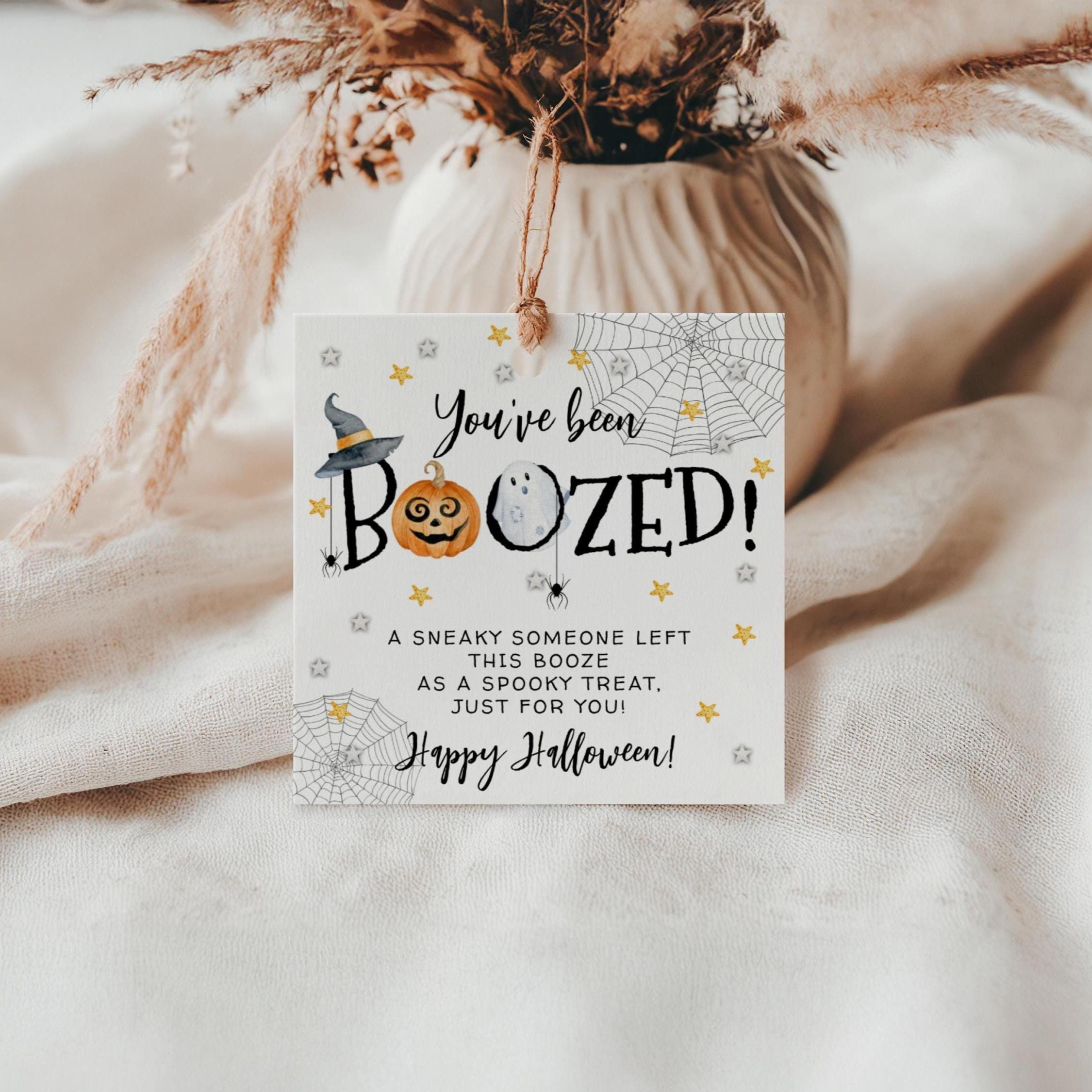 Halloween You've Been Boozed Square Favor Tag Template, Printable Trick ...