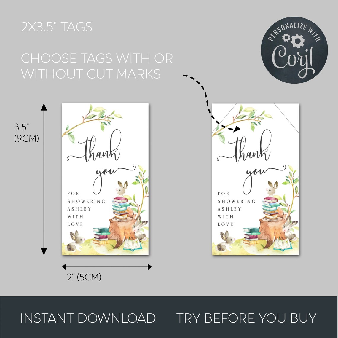 Storybook Baby Shower Gift Tag, Printable Book Themed Favor Tags ...