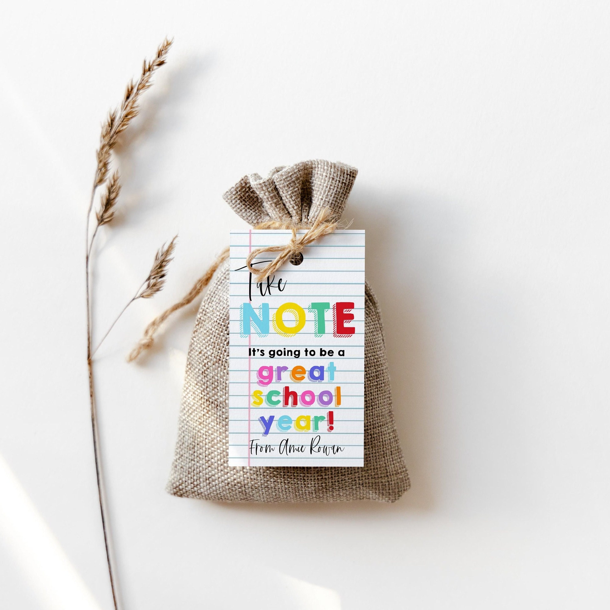 Back to School Take Note Gift Tag Template, Printable Note Pad First ...