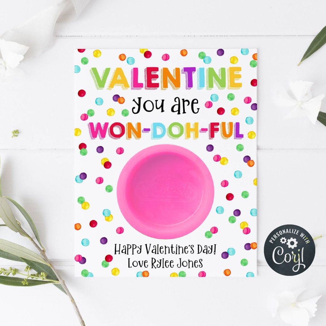 Play Dough Valentine's Day Card Template, Printable Won-doh-ful Playdoh ...