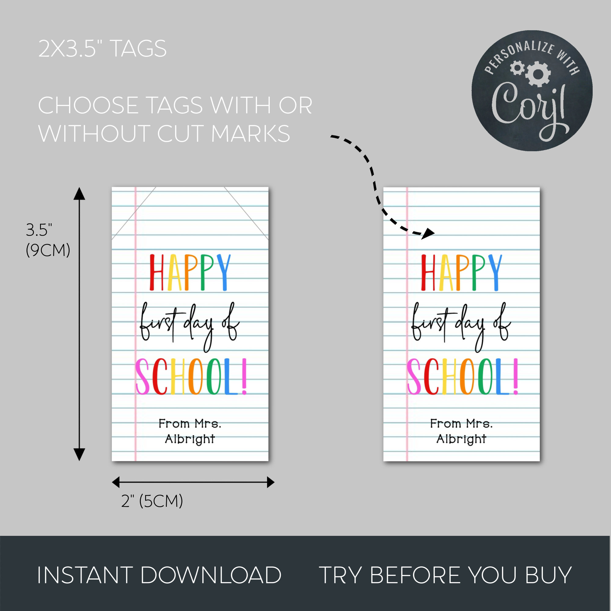 Back to School Gift Tag Template Printable Rainbow First Day - Etsy Canada