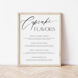 Cupcake Flavors Sign Template, Printable Wedding Cupcake Menu Sign ...