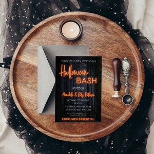 Neon Halloween Bash Party Invitation Template, Editable Adult Halloween ...