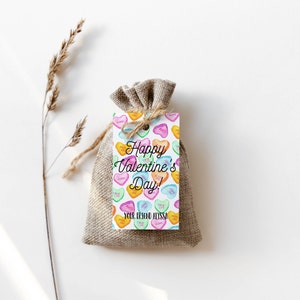 Valentine's Day Candy Hearts Gift Tag Template, Printable Rainbow ...