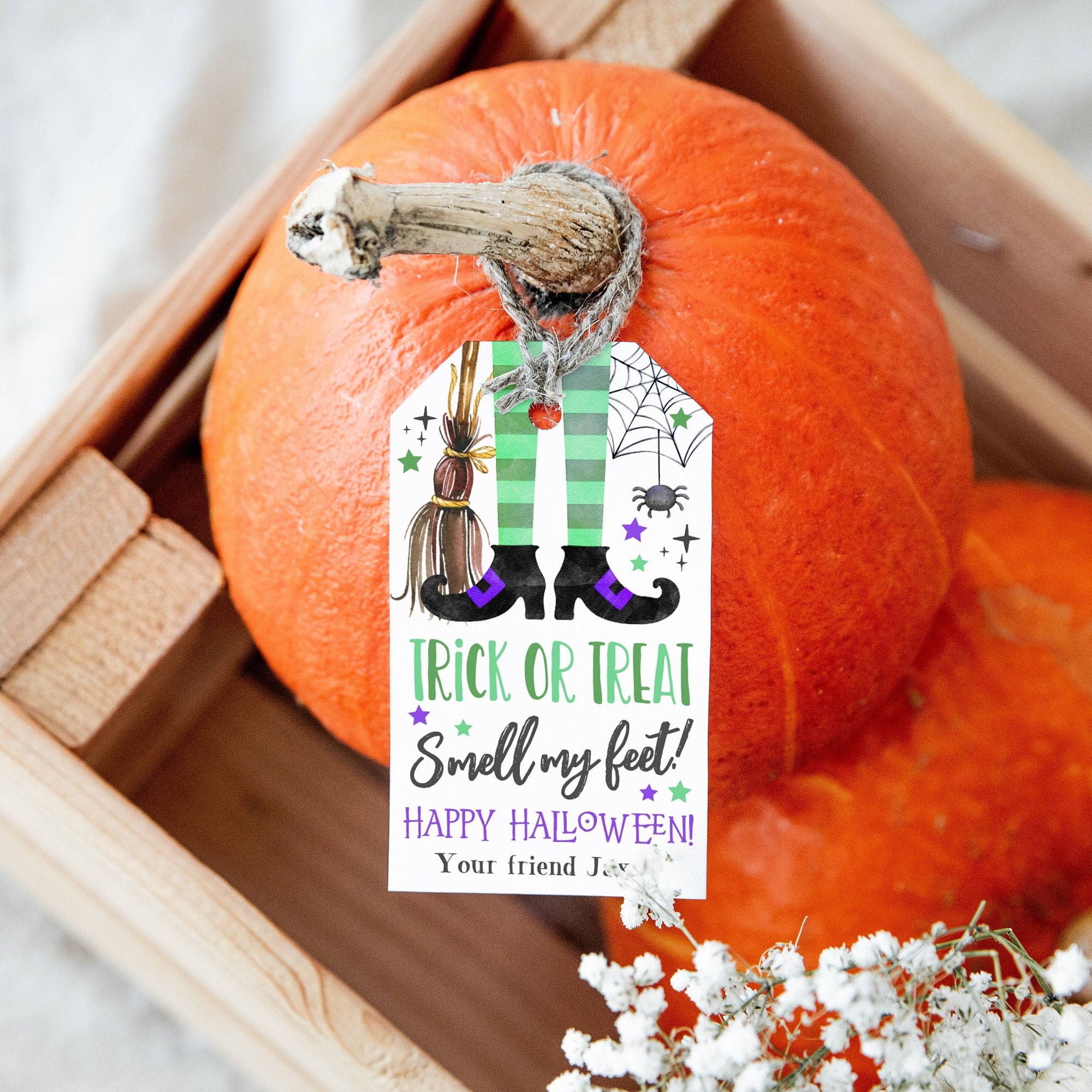 Trick or Treat Smell My Feet Halloween Gift Tag Template, Printable ...