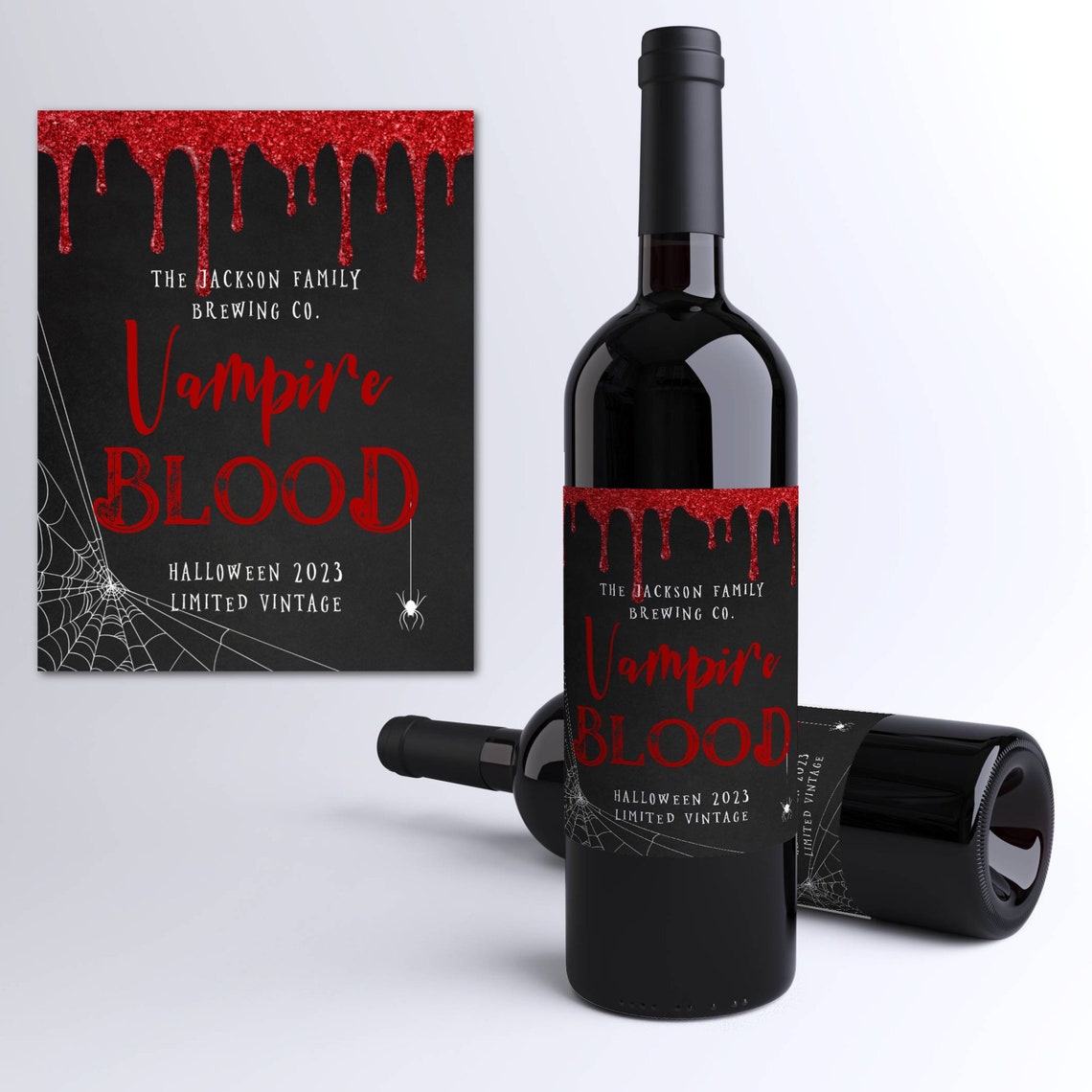 Vampire Blood Halloween Wine Bottle Label Template, Printable Spooky ...