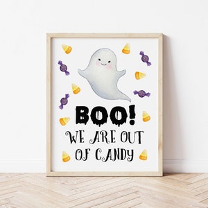 Halloween Out of Candy Sign Template, Printable Boo We Are Out of Candy ...