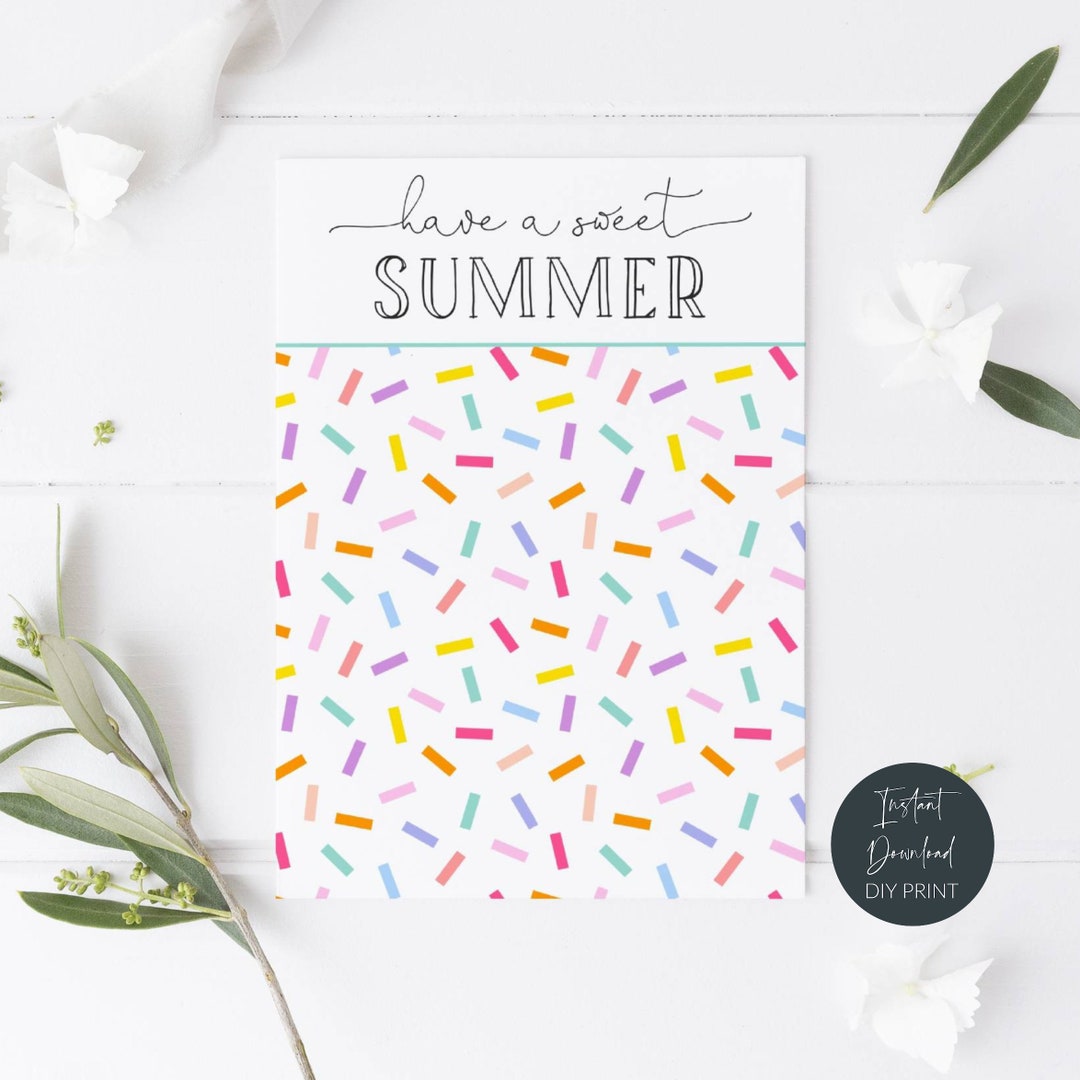 Printable Sweet Summer Mini Cookie Card, Ice Cream Sprinkles Cookie Tag ...
