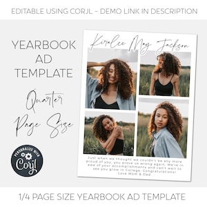 Quarter Page Graduation Yearbook Ad Template, High School Senior ...