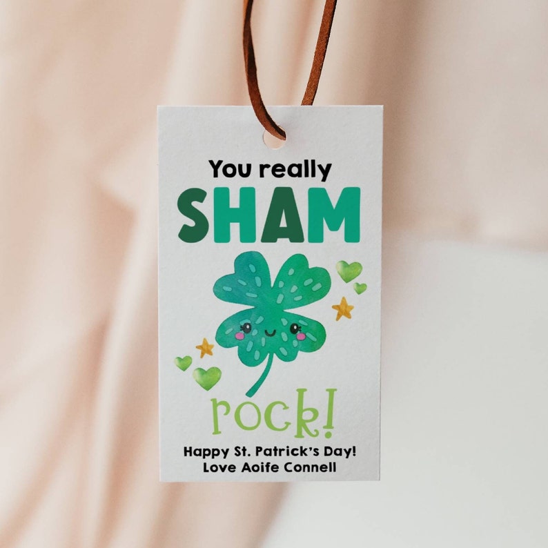 You Sham Rock Gift Tag Template, Printable St. Patrick's Day School ...