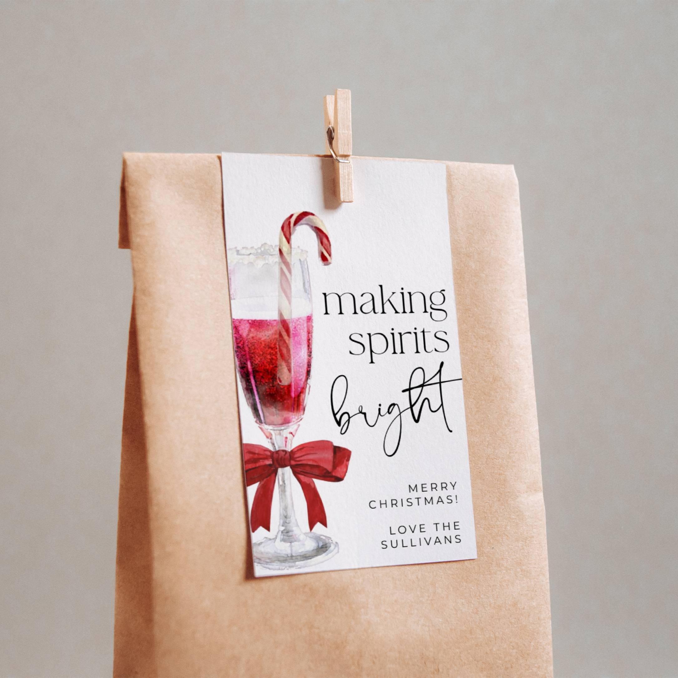 Making Spirits Bright Christmas Gift Tag Template, Printable Holiday ...