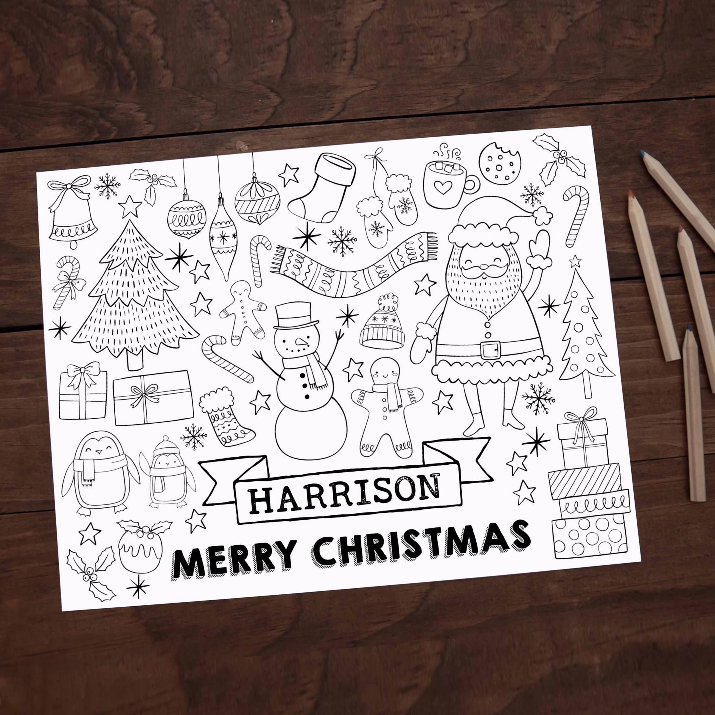 Christmas Activity Placemat, Printable Kids Christmas Coloring Page ...