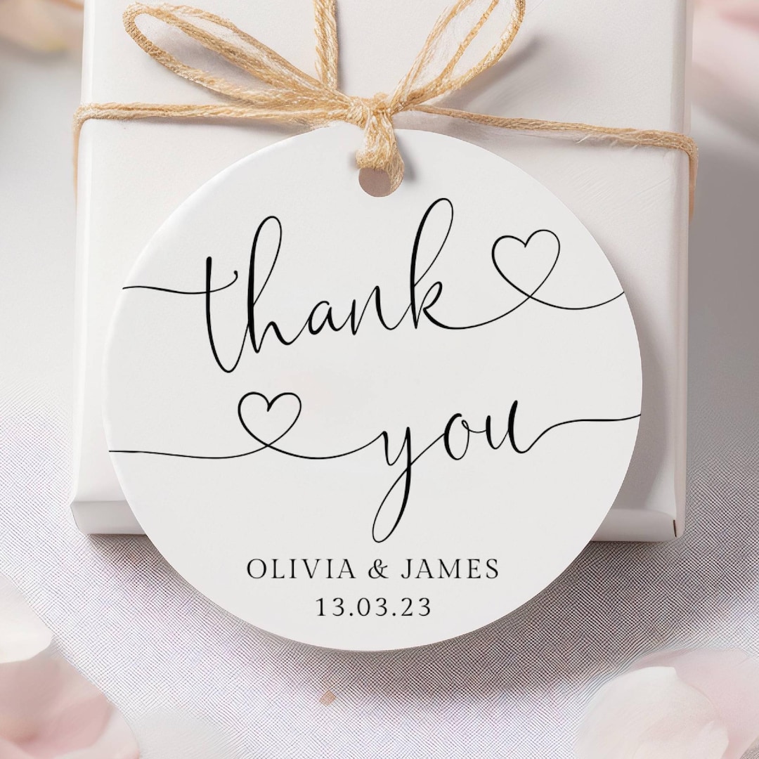 Modern Hearts Round Favor Tag Template, Printable Simple Wedding Gift ...