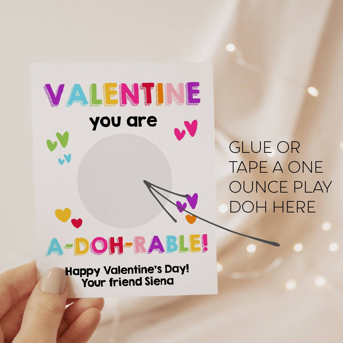 Play Dough Valentine's Day Card Template, Printable A-doh-rable Playdoh ...