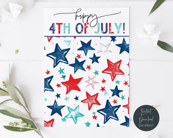 Printable 4th of July Mini Cookie Card, Stars Stripes Cookie Card ...