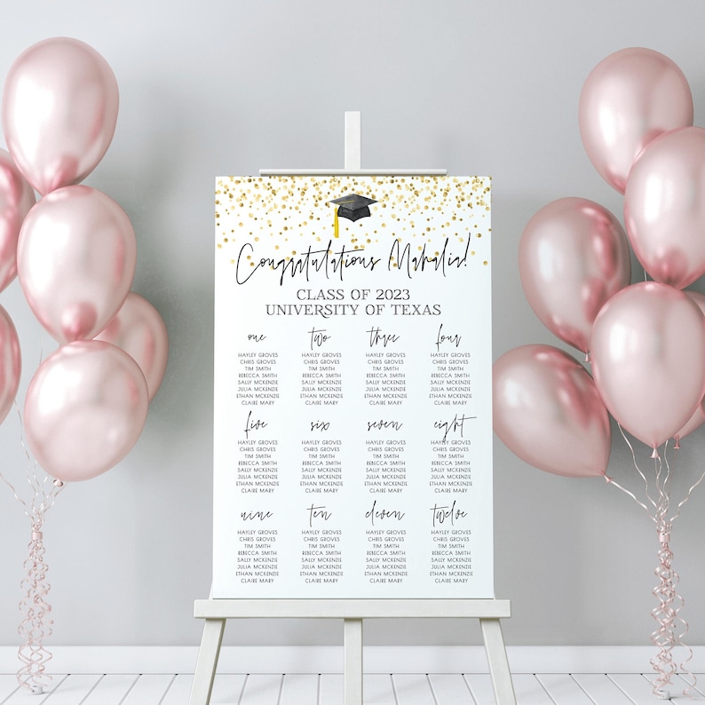 Graduation Seating Chart Template, Printable Congratulations Graduate ...