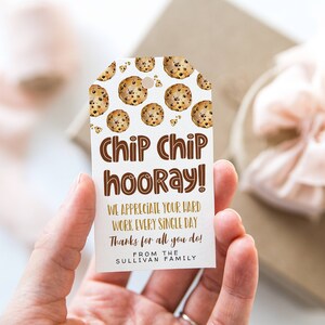 Chip Chip Hooray Appreciation Tag Template, Printable Chocolate Chip ...