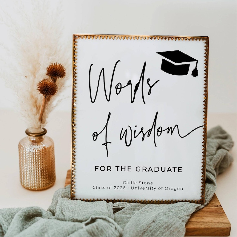 Graduation Words of Wisdom Sign Template, Printable Advice for the ...