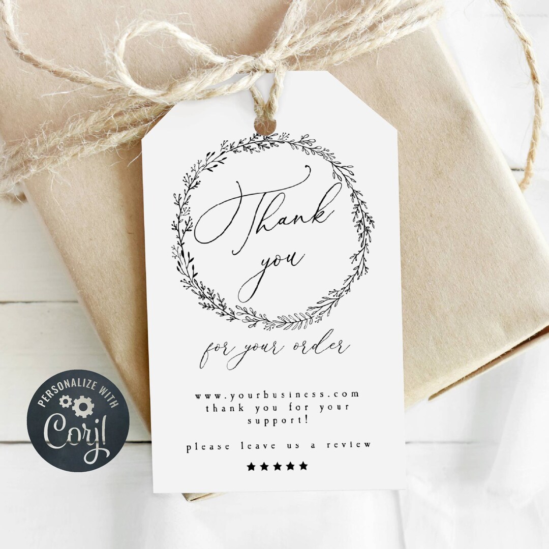 Small Business Tag Template, Printable Minimalist Thank You for Your ...
