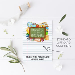 First Day of School Teacher Gift Card Holder Template, Printable ...