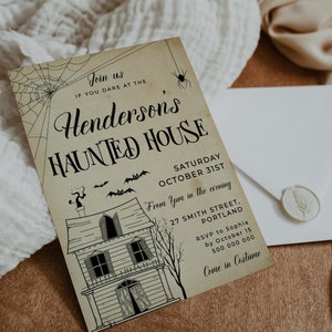 Haunted House Halloween Party Invitation Template, Printable Spooky ...