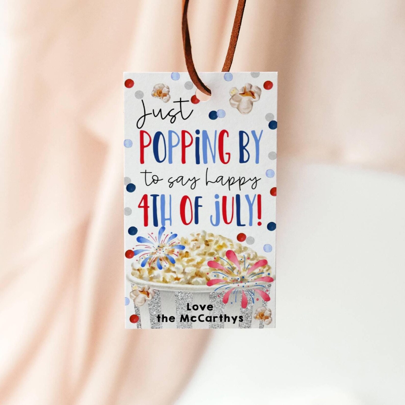 4th of July Popcorn Favor Tag Template, Printable Just Popping by July ...