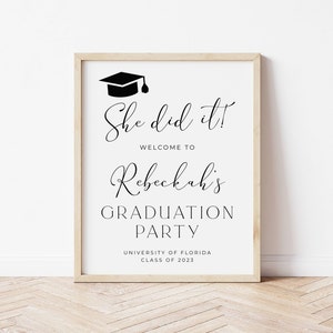 She Did It Graduation Welcome Sign Template, Printable Minimalist ...