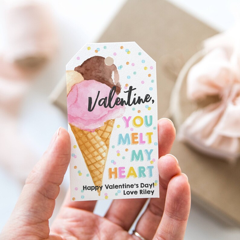 Ice Cream Valentine's Day Gift Tag Template, Printable You Melt My ...