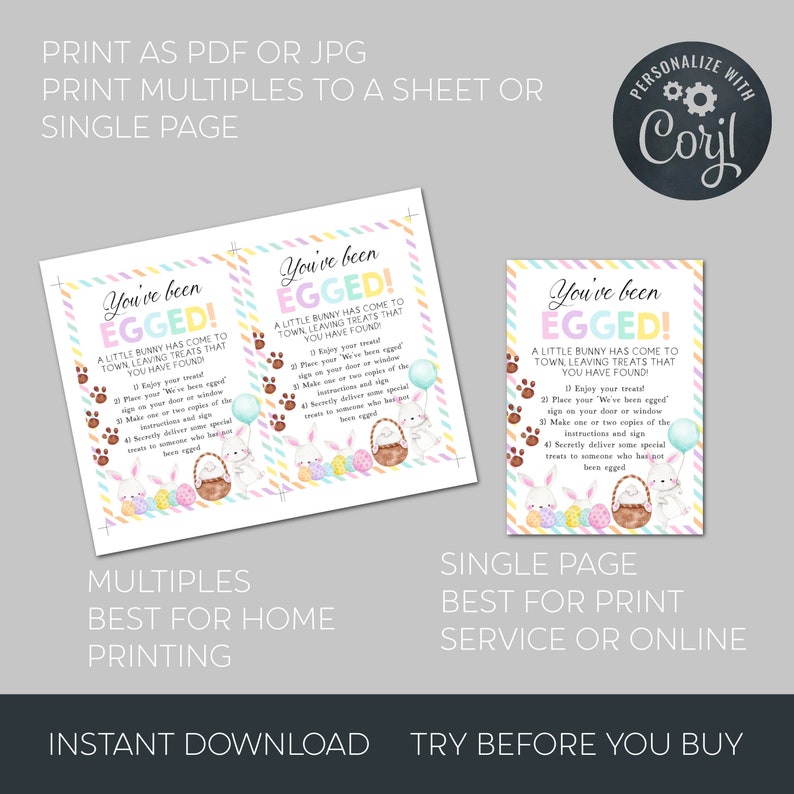 Editable Easter You've Been Egged Sign Template, Printable We've Been ...