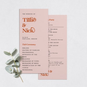 Retro Wedding Program Template Printable Peach & Rust | Etsy