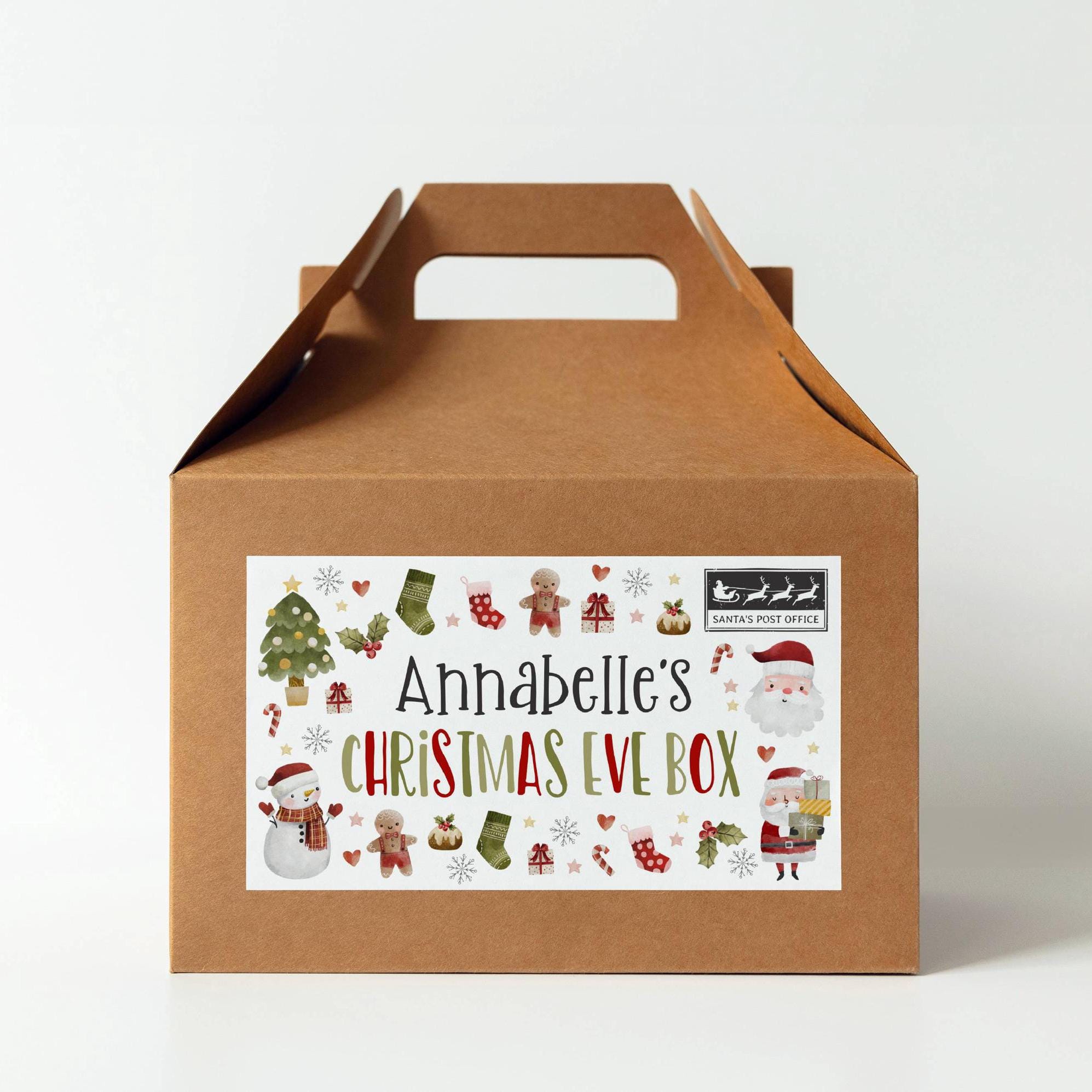 Editable Christmas Eve Gable Box Label Template, Printable Christmas ...