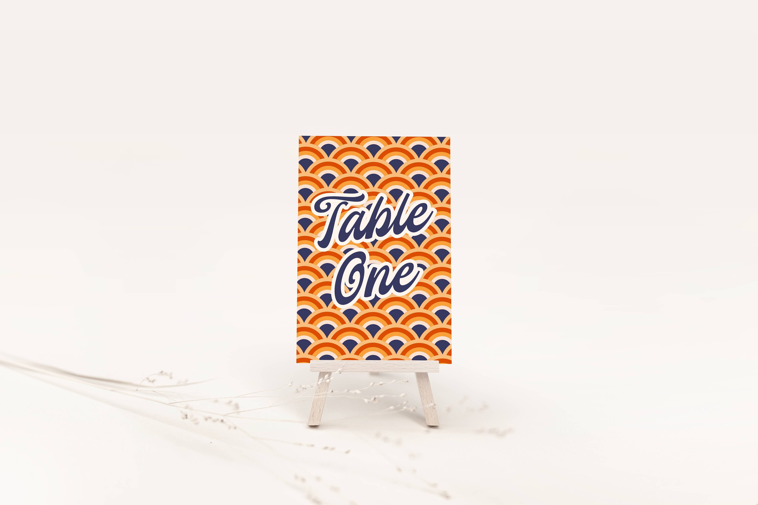 Retro Table Number Template Printable 70s Navy & Mustard | Etsy