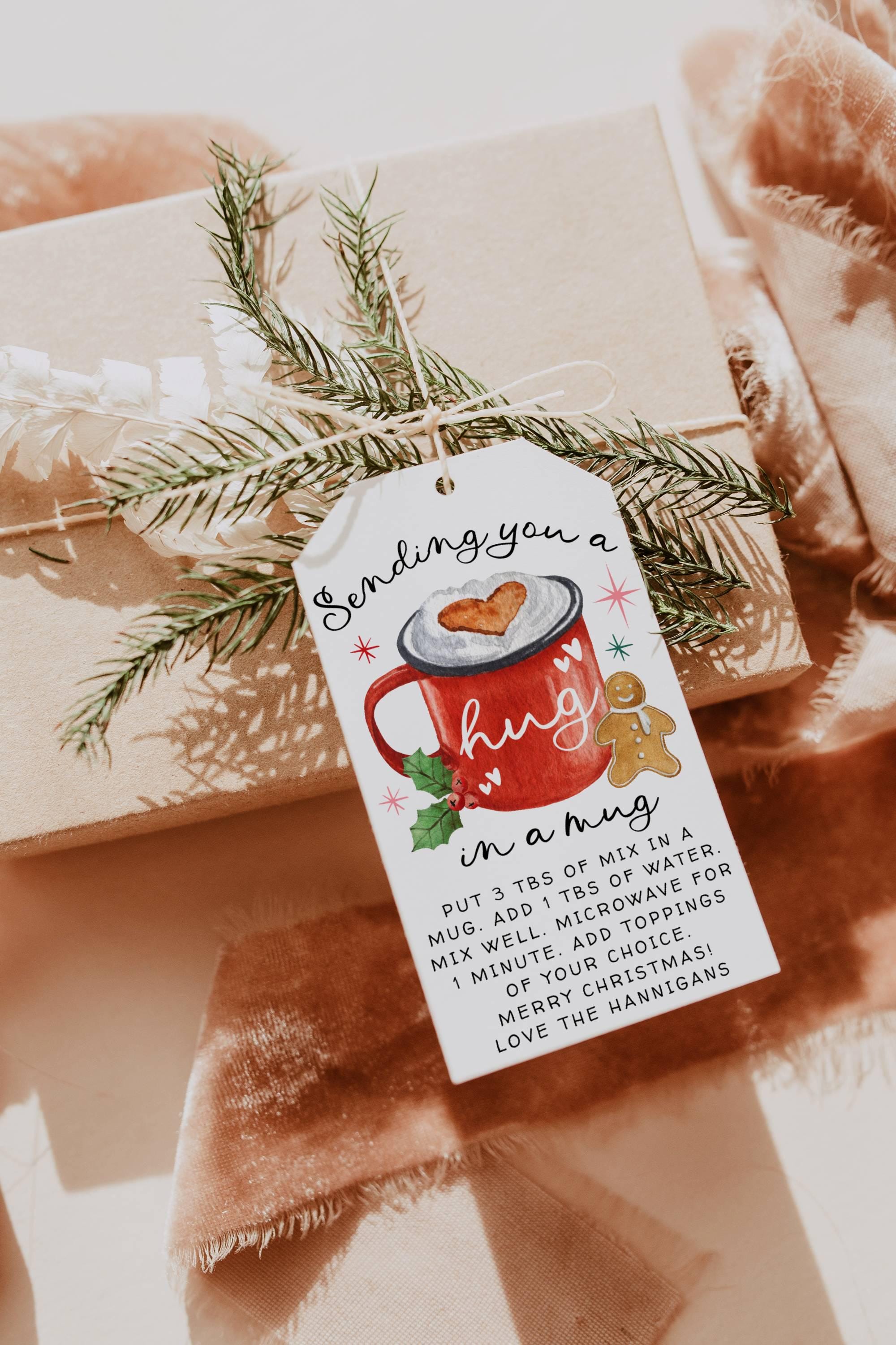 Christmas Hug in A Mug Gift Tag Template, Printable Holiday Mug Cake ...
