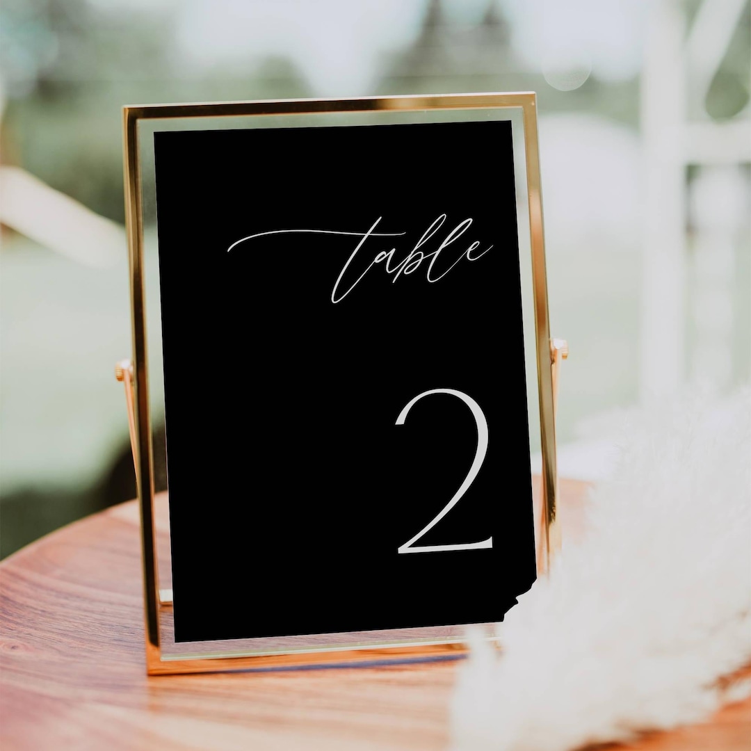 Classic Black Table Number Template, Printable Modern Elegant Table ...