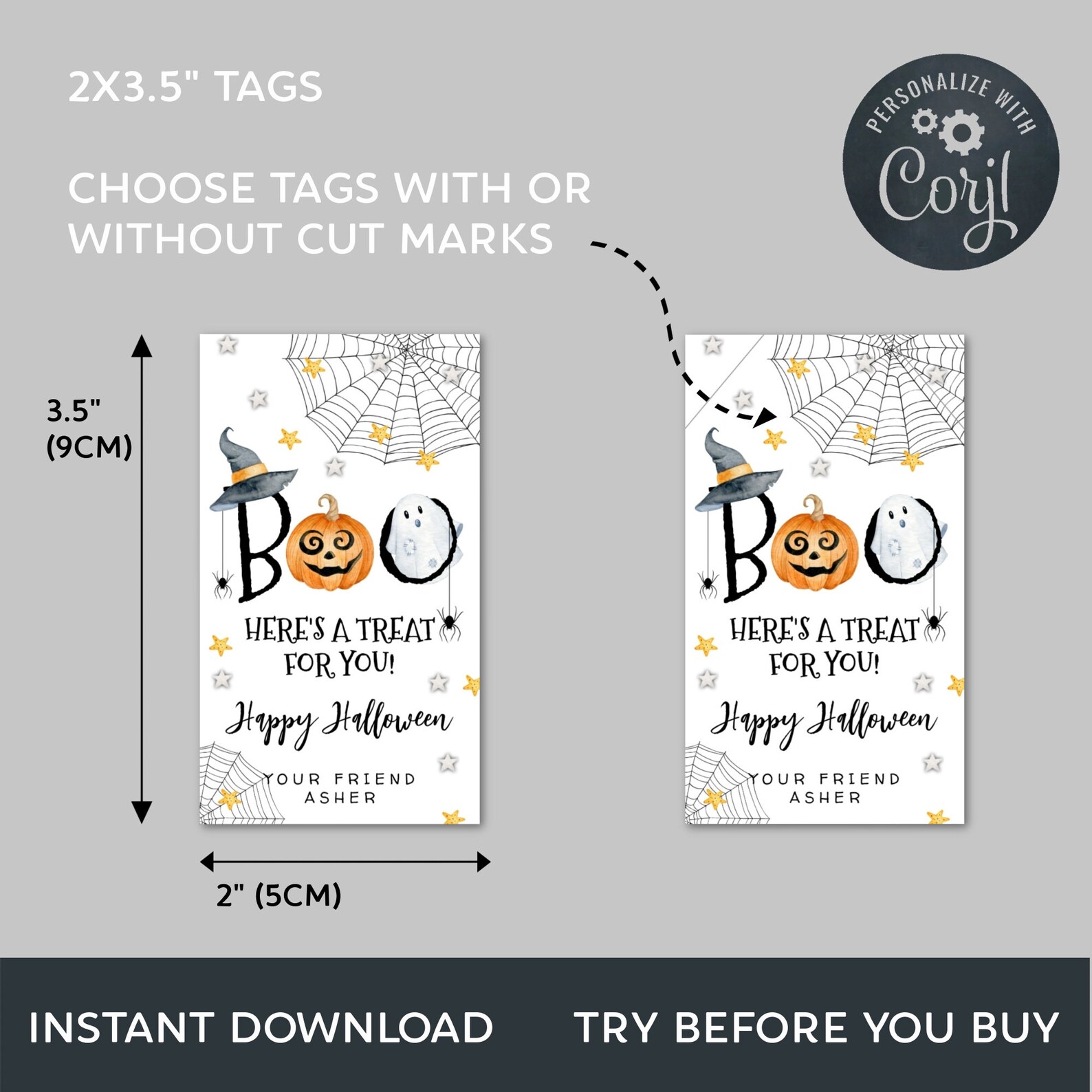 Printable Halloween Favor Tag Template Boo Gift Tags Trick - Etsy