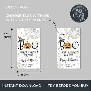 Printable Halloween Favor Tag Template, Boo Gift Tags, Trick or Treat ...