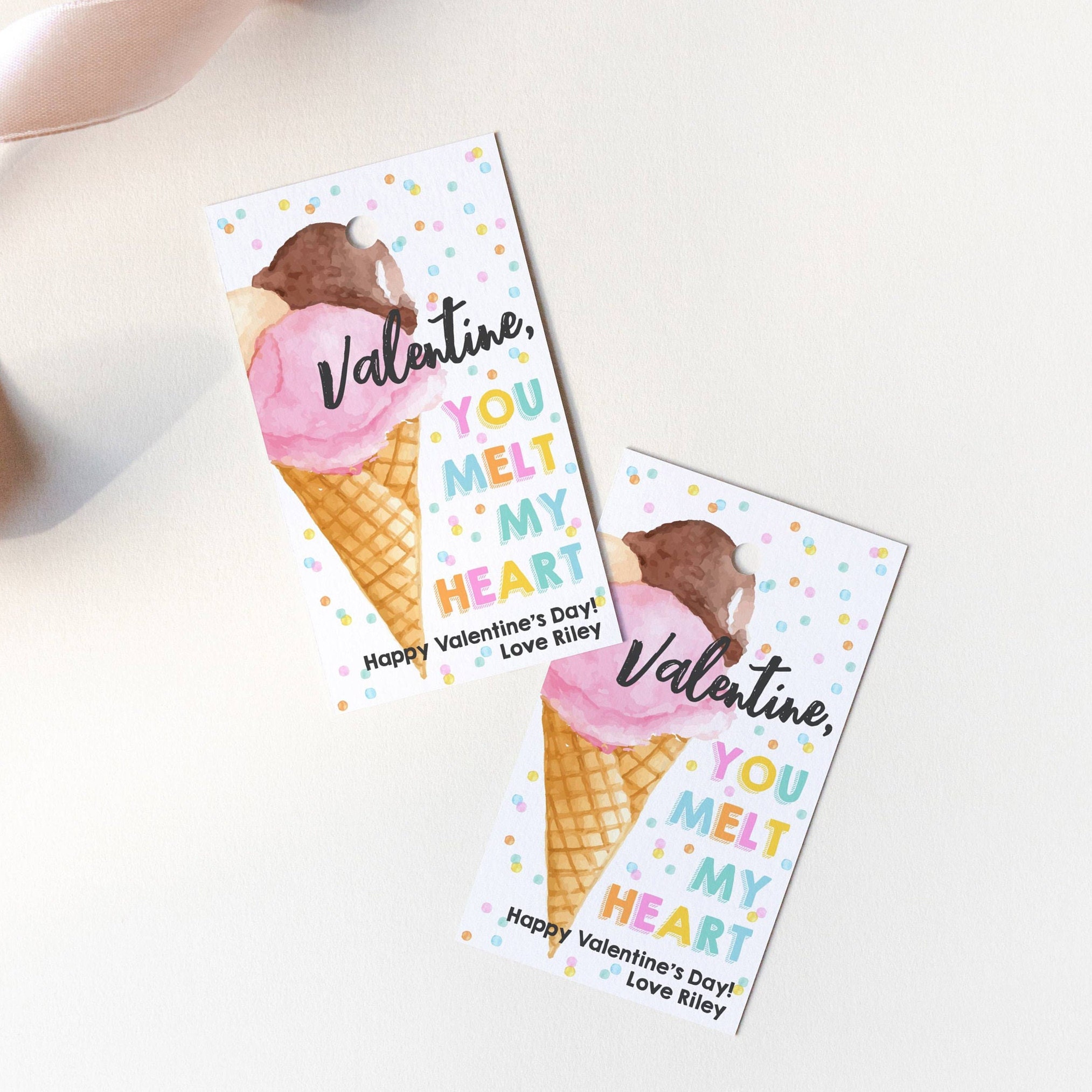 Ice Cream Valentine's Day Gift Tag Template Printable You - Etsy