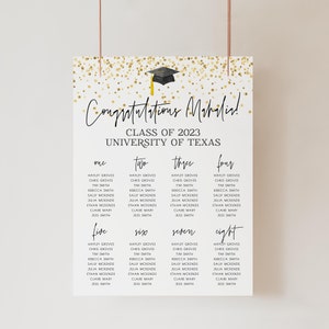 Graduation Seating Chart Template, Printable Congratulations Graduate ...