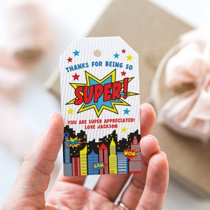 Superhero Teacher Appreciation Gift Tag Template, Printable Staff Nurse ...