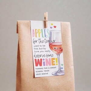 End of Year Teacher Appreciation Wine Gift Tag Template, Printable ...