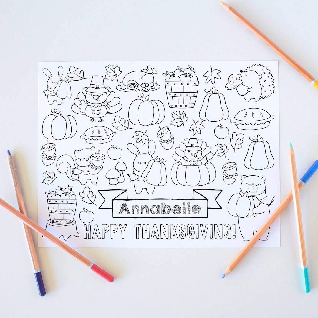 Thanksgiving Coloring Placemat, Printable Kids Thanksgiving Activity ...