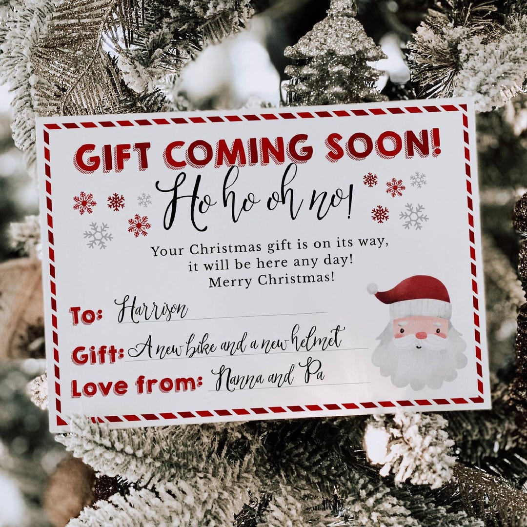Printable Delayed Christmas Gift Card Template, Editable Gift Coming ...