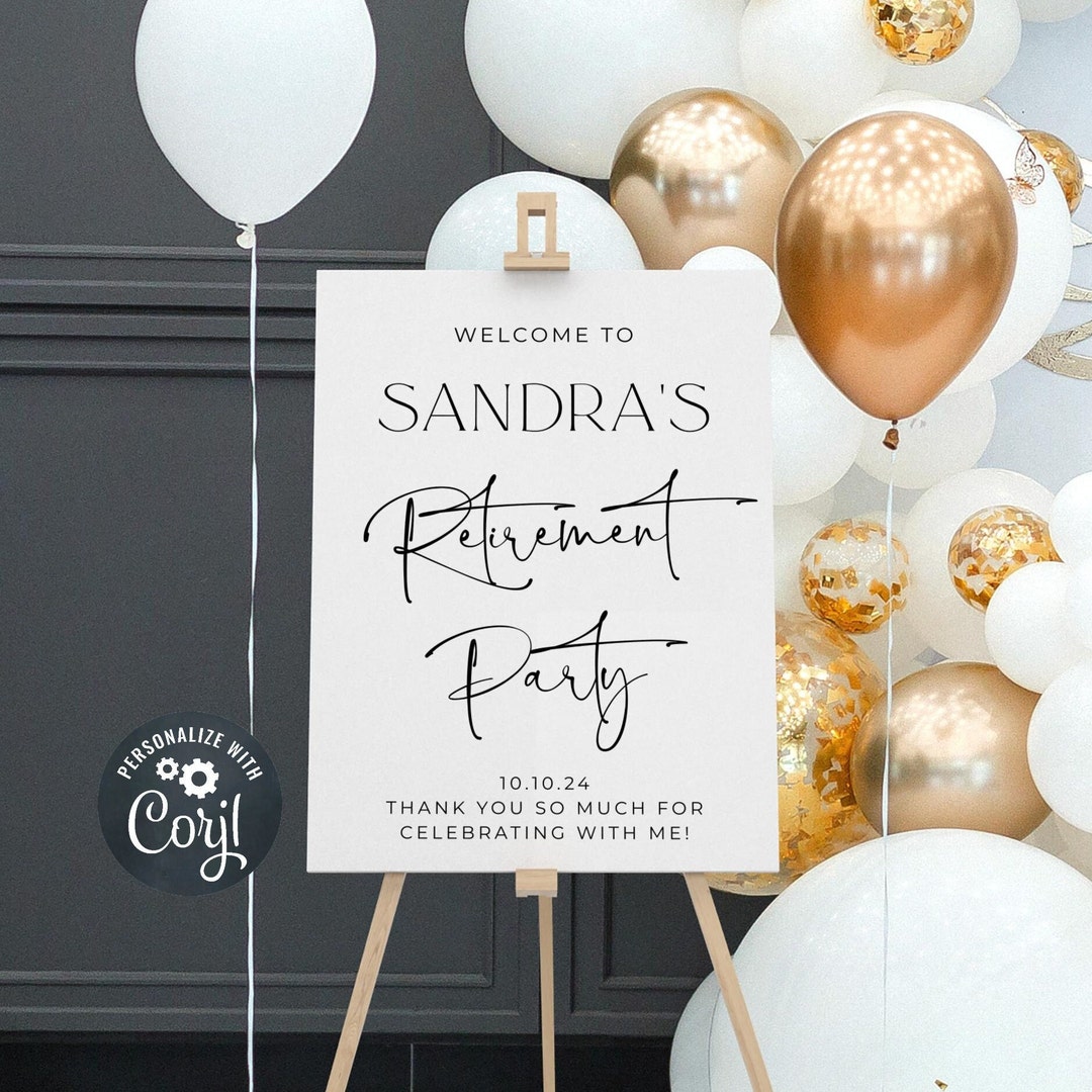 Minimal Retirement Party Welcome Sign Template, Printable Modern ...
