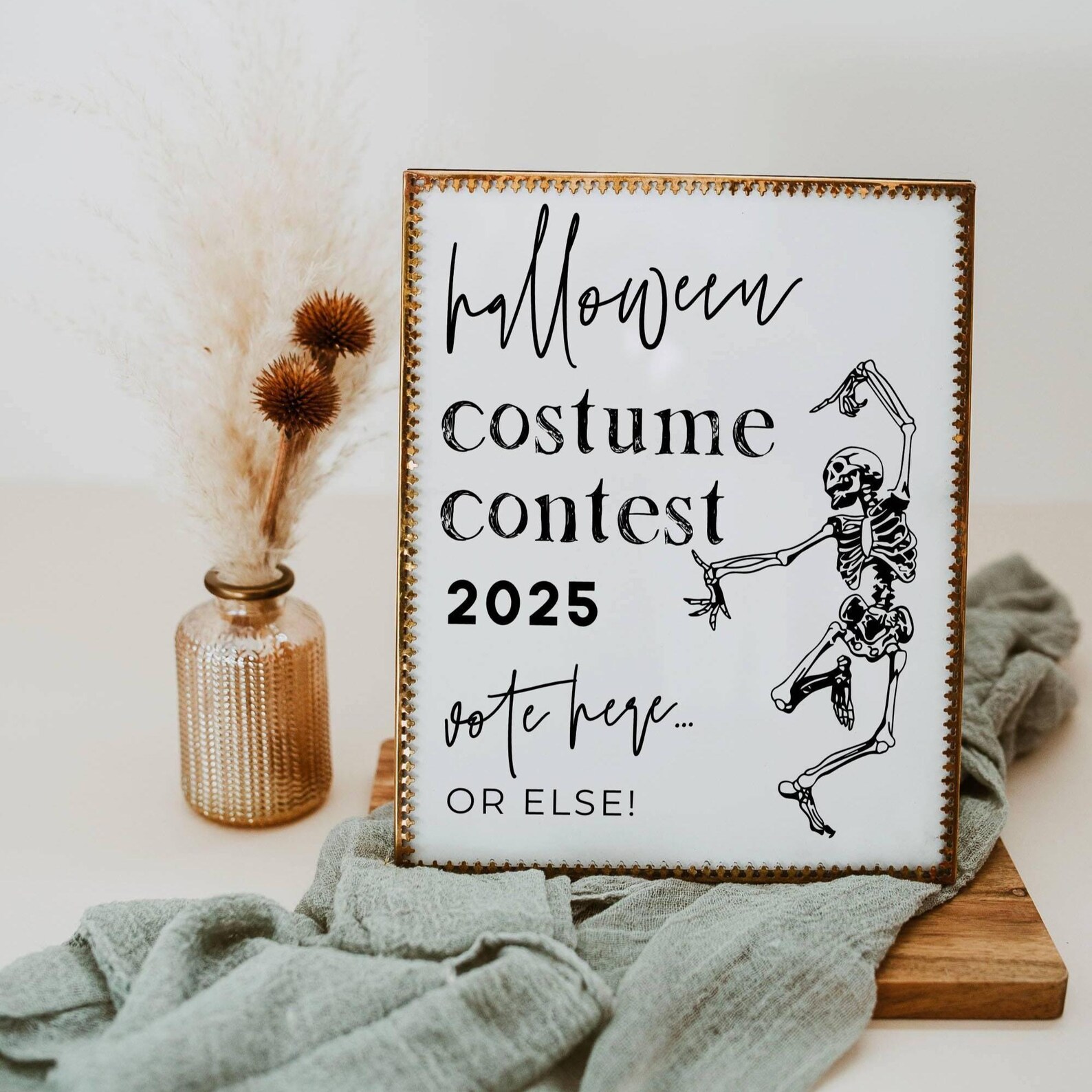 Halloween Costume Contest Sign Template, Printable Skeleton Costume ...
