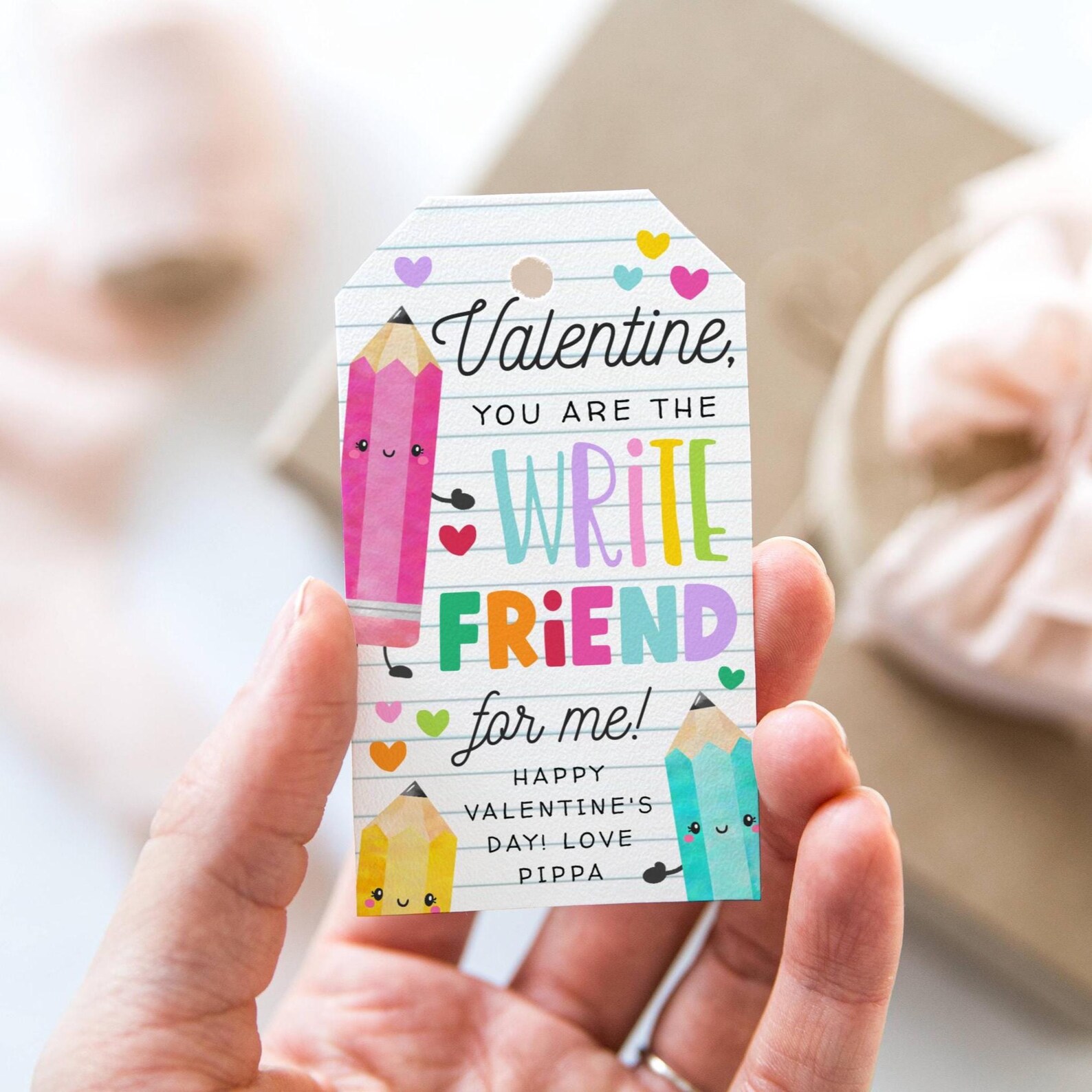 Valentine's Day Pencil Gift Tag Template, Printable You Are the Write ...