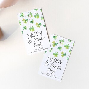 St. Patrick's Day Shamrocks Gift Tag Template, Printable Clover Favor ...