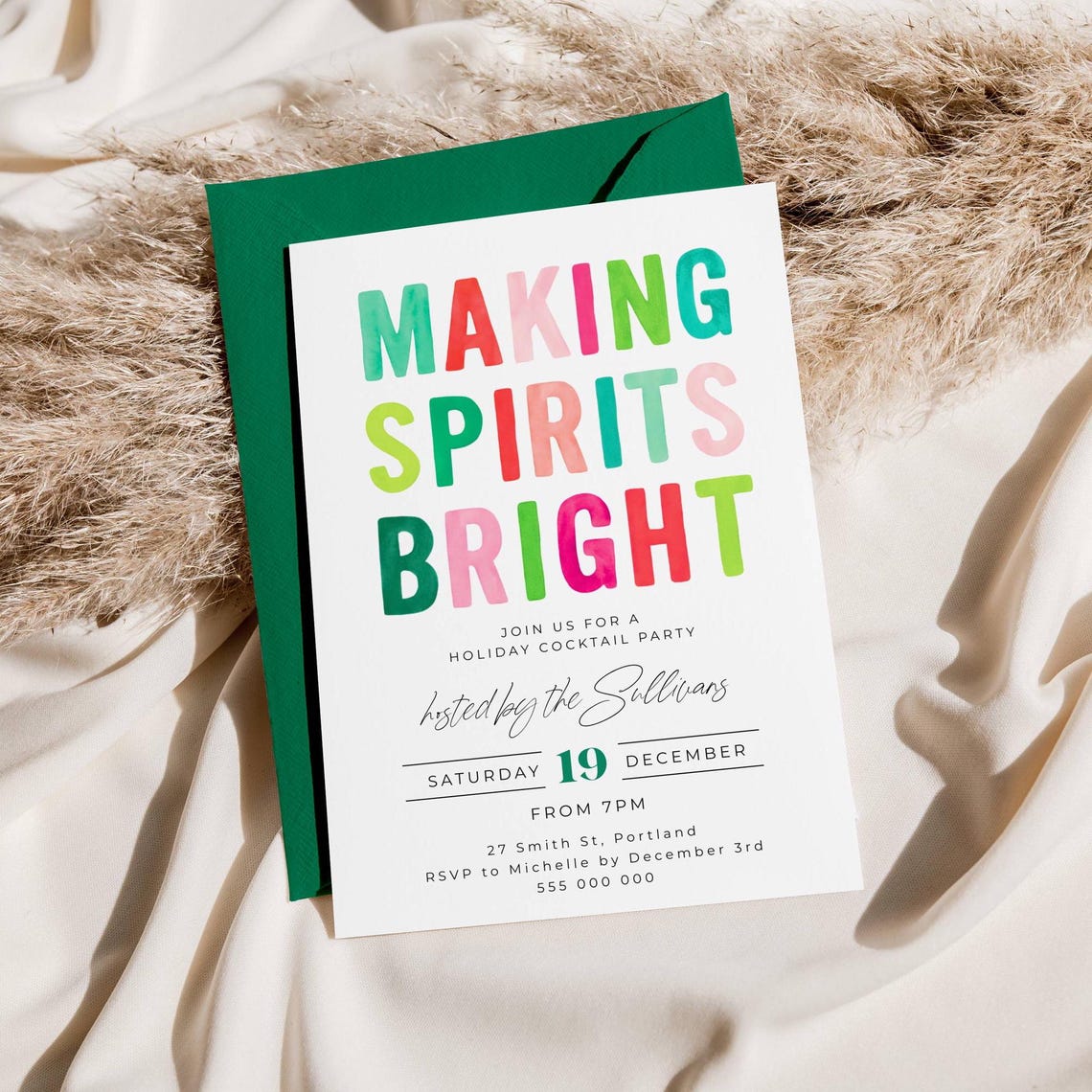 Making Spirits Bright Holiday Cocktail Party Invitation Template ...